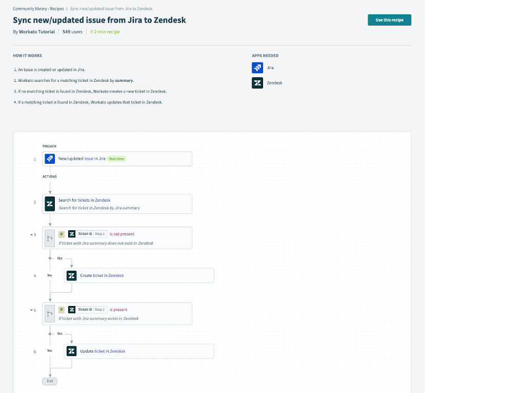 Workato App Integration with Zendesk Support